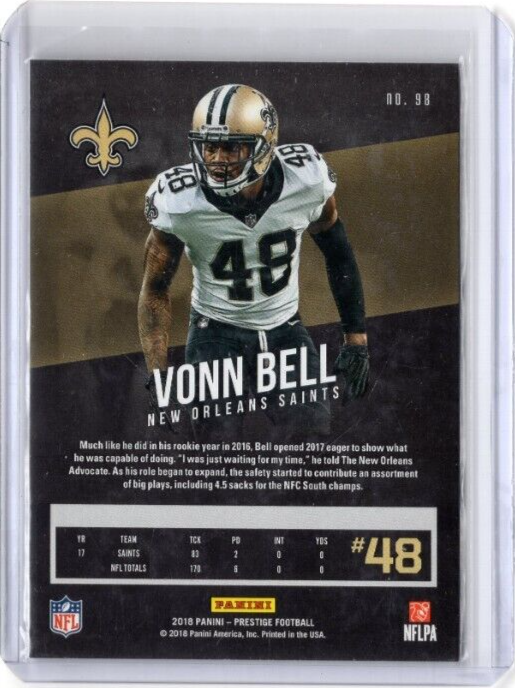 VONN BELL NFL New Orleans Saints 2018 Panini Prestige Green Xtra Points ...