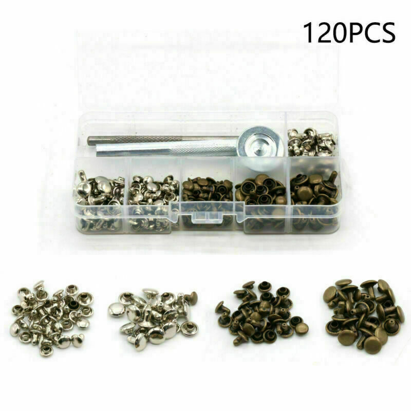 120/180/240pcs Leather Rivets Double Cap Rivet Tubular Metal Studs ...