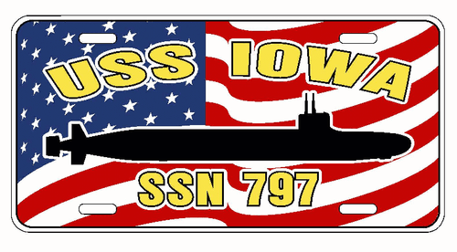 USS IOWA SSN 797 License Plate U S Flag Car Truck RV U S Navy Military ...