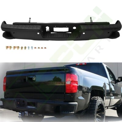 Black Rear Bumper for 2014 2015-2018 Chevy Silverado GMC Sierra 1500 w ...