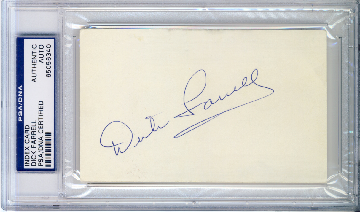 Dick Turk Farrell Signed 3x5 Index Card PSA/DNA Slabbed | eBay
