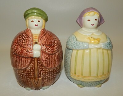 Fat Farm Couple Lady w Chick Man w Shovel Salt Pepper Shakers Made in ...
