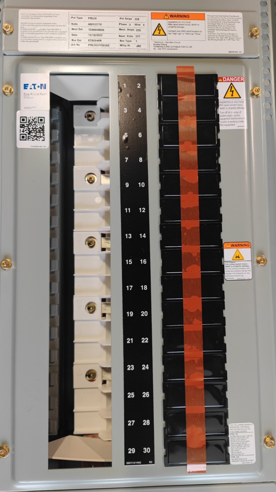 EATON PRL2x 225 AMP 480Y 277V 3PHASE 4WIRE 30 Cir NEMA 1 Panelboard | eBay