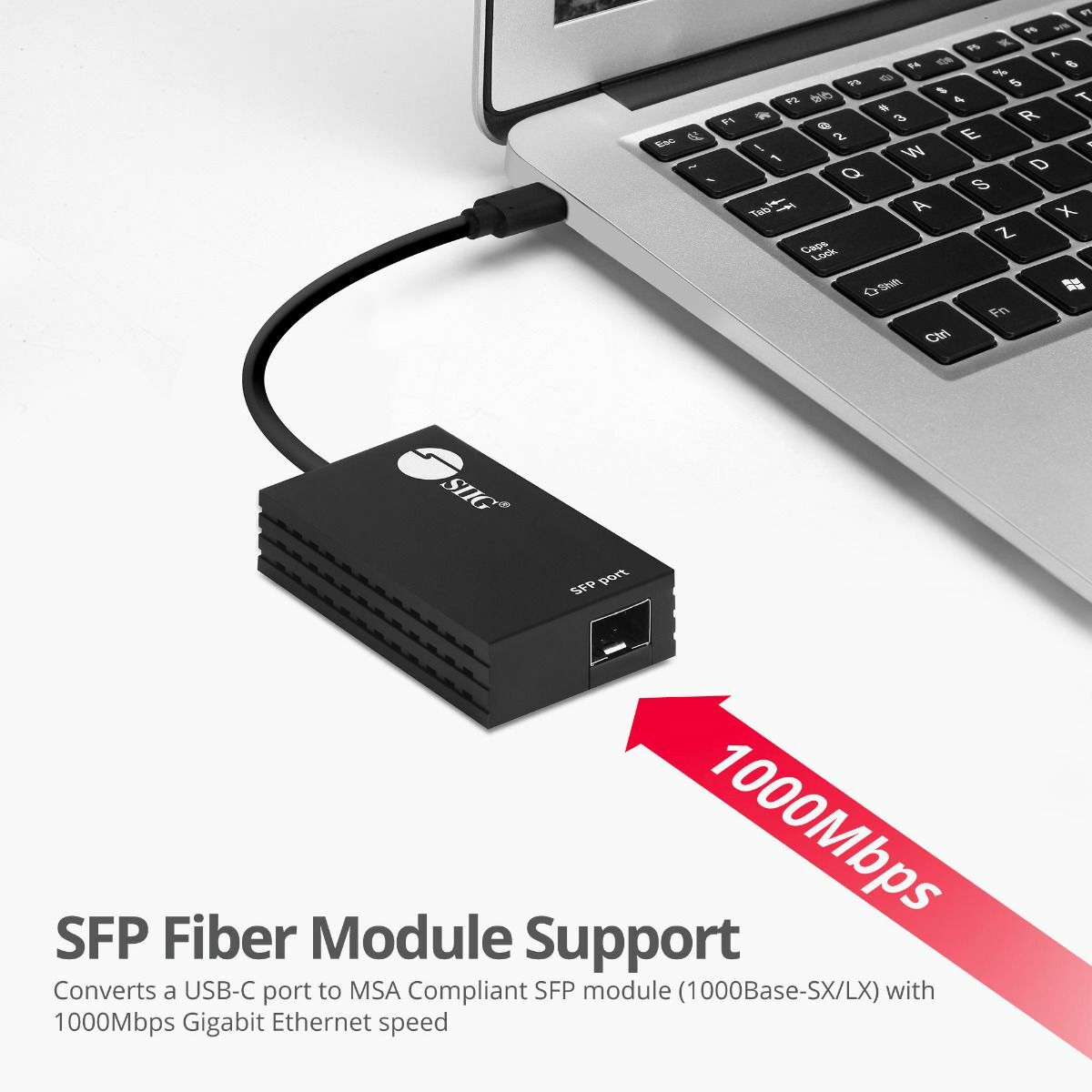 SIIG USB-C to SFP Fiber Optic Gigabit Ethernet Adapter - Open SFP ...