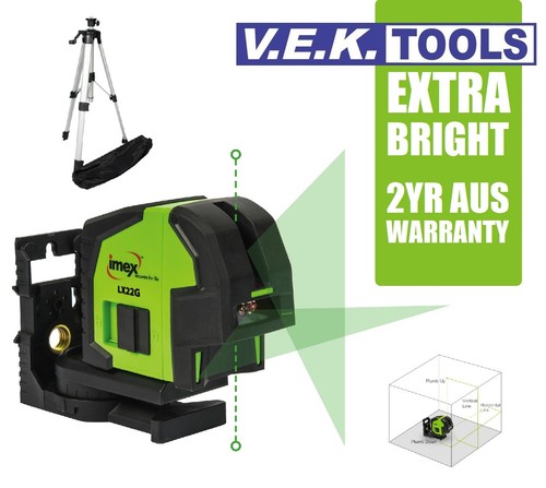 IMEX Tools GREEN Beam Fit out Multi Cross Line & Plumb Laser Level ...