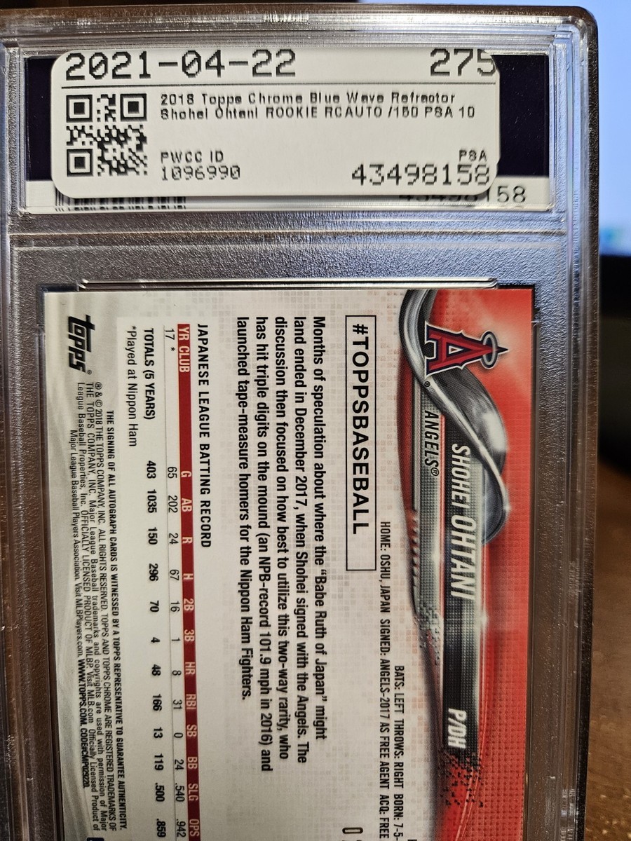 2018 Topps Chrome Shohei Ohtani Blue Wave RC Rookie Auto 2018 Topps Chrome Shohei Ohtani Blue Wave RC Rookie Auto