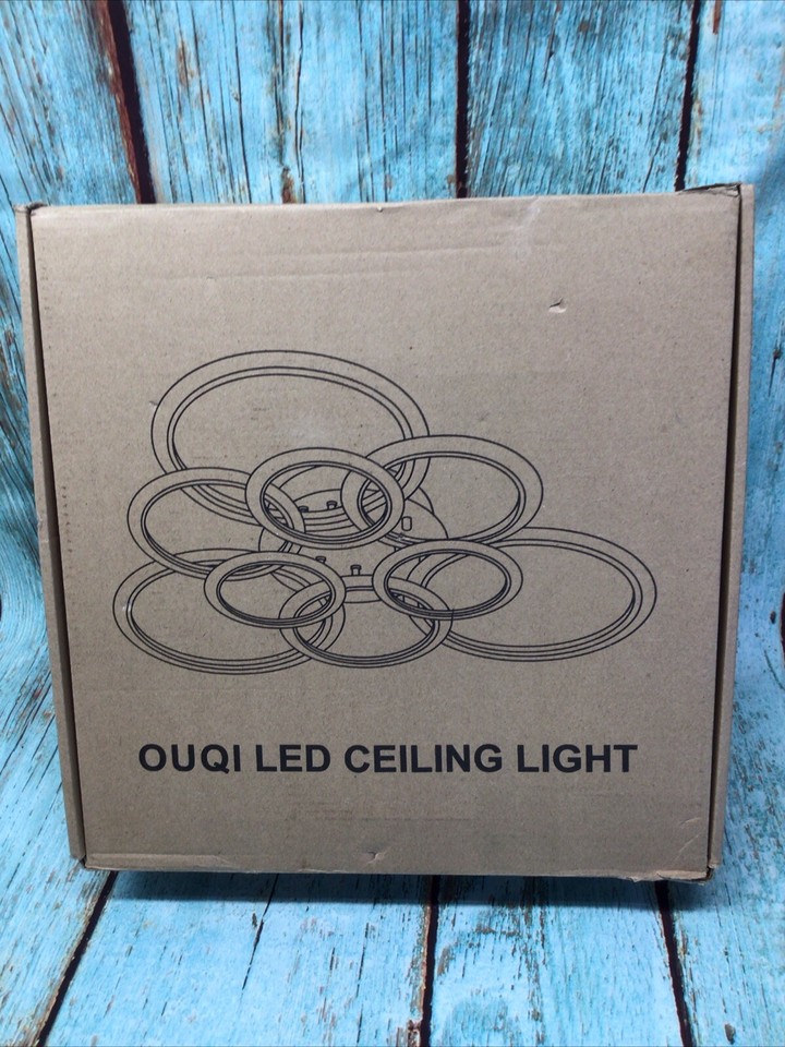 OUQI 9 Ring Modern LED Ceiling Light Fixture w/ Remote (2800K-7000K ...