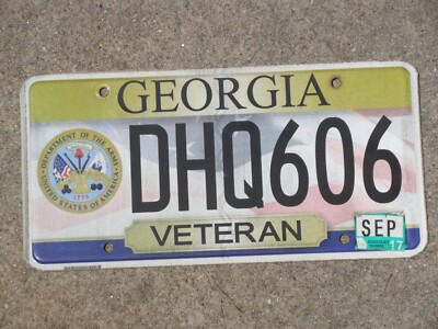 2017 Georgia United States Retired Army License Plate DHQ 606 Veteran ...