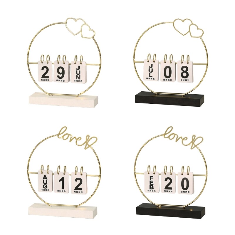 Decorative Flip Calendar Home Decor, Iron Rings Binding Permanent ...