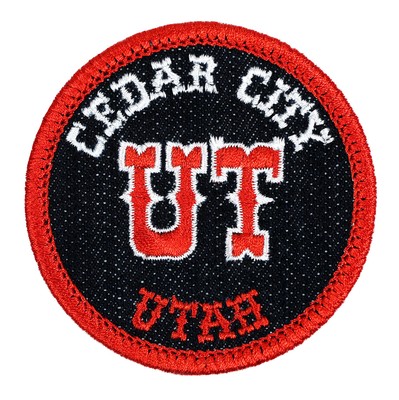 Cedar City Utah Embroidered Patch Black/Red Iron-On Sew-On Backpack ...