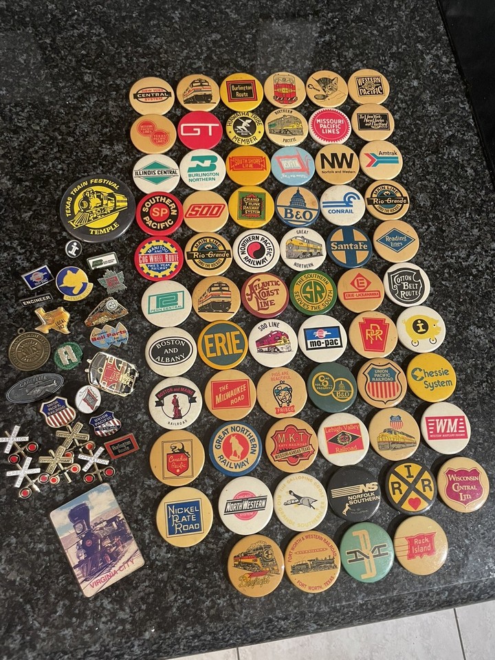 Vintage Lot Of 75+ Railroad Pinback Buttons & Badges. Old Rare Railroad ...