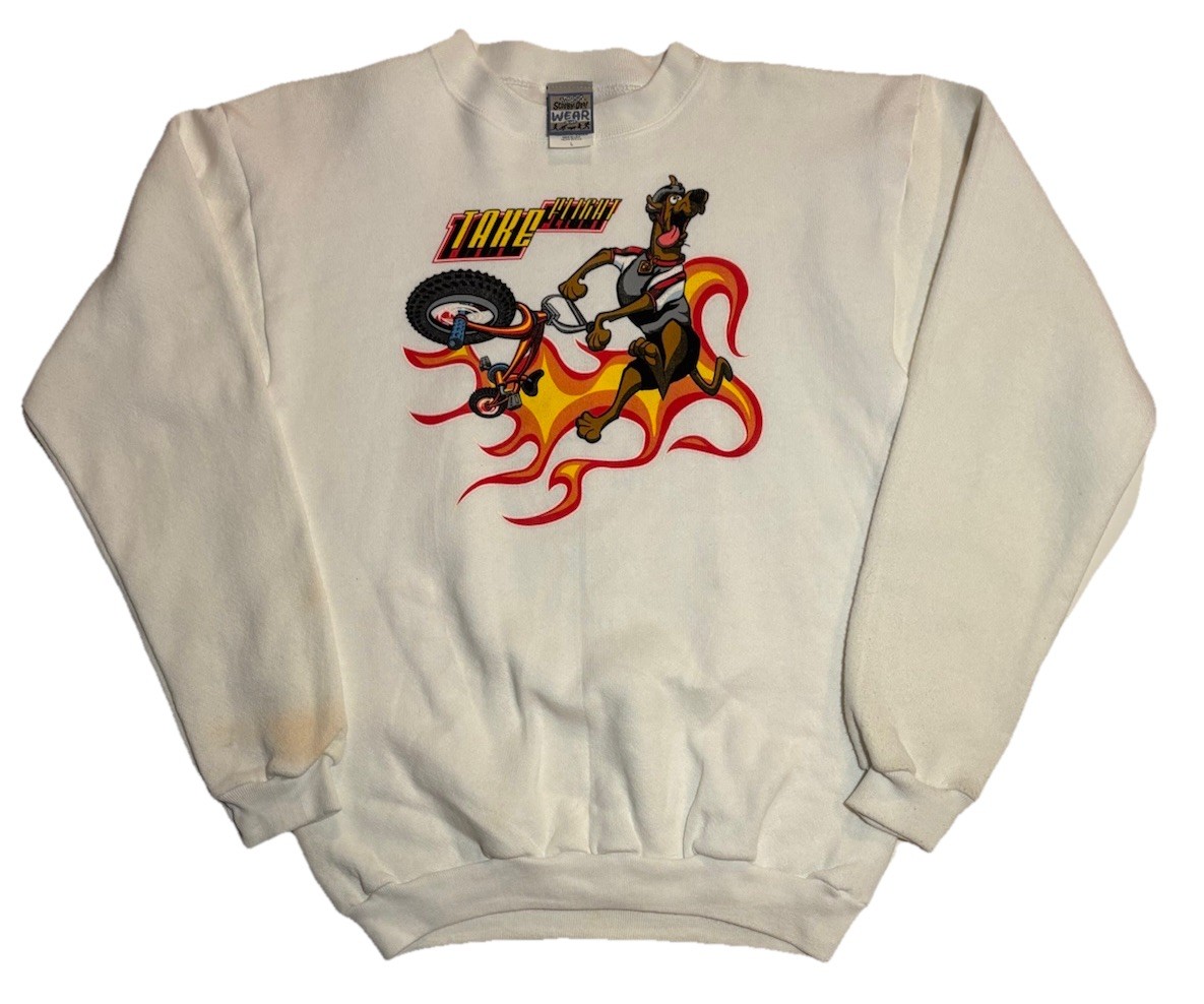 Vtg Scooby Doo Cartoon Network Motorcycle Flames Swea… - Gem