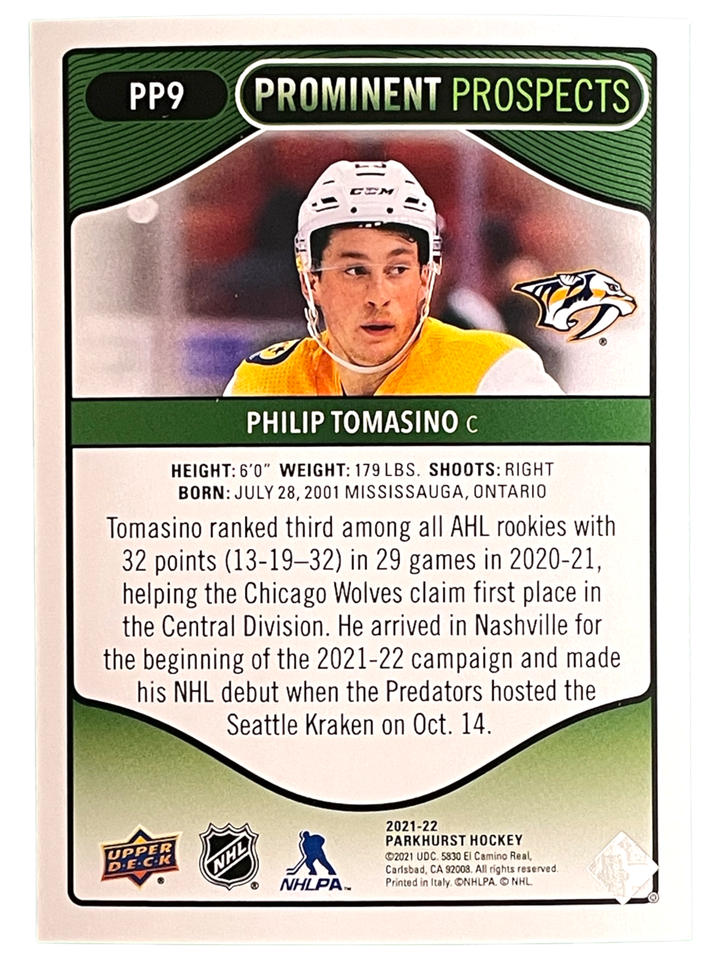 2021-22 Parkhurst - Prominent Prospects ! Philip Tomasino RC | eBay