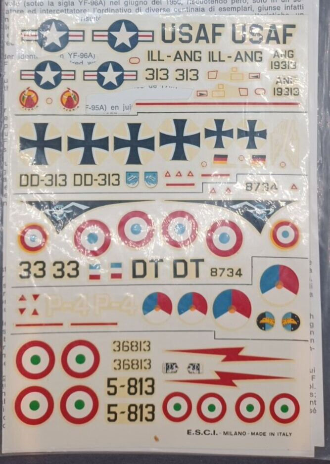 ESCI | No. ? | 1:72 Republic F-84 Thunderstreak Decals INCOMPLETE | eBay