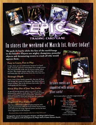 2009 Epic Trading Card Game Print Ad/Poster Sci-Fi Fantasy TCG CCG ...
