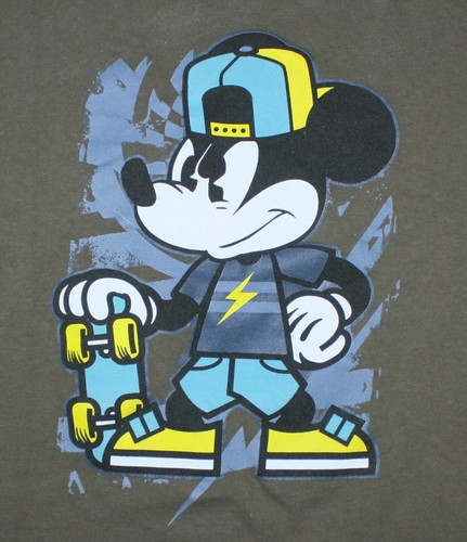 Disneyland Frowning Mickey Mouse Skateboard Boys Green Short Sleeve ...