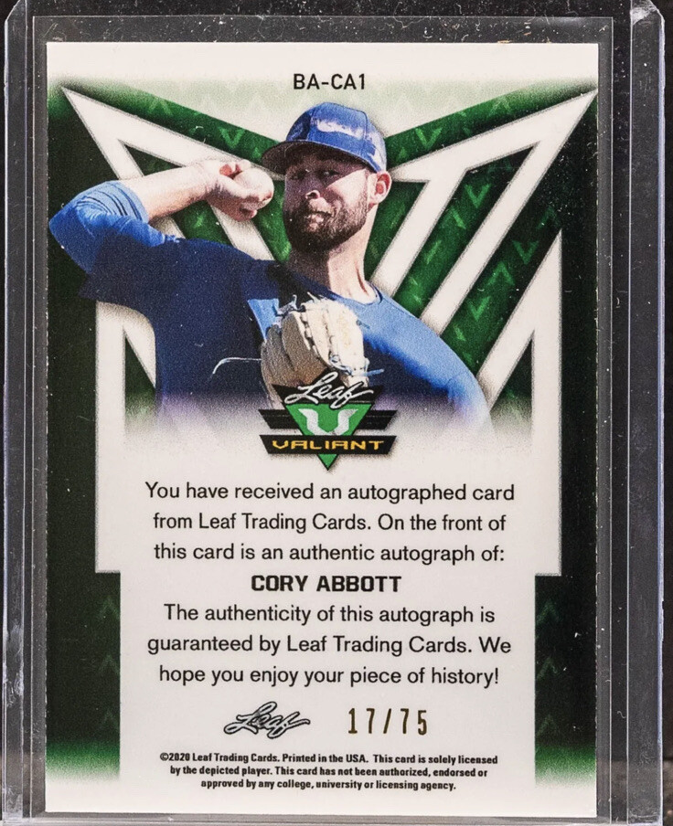 Cory Abbott 2020 Leaf Valiant Baseball ORANGE AUTO /75 Cubs | eBay