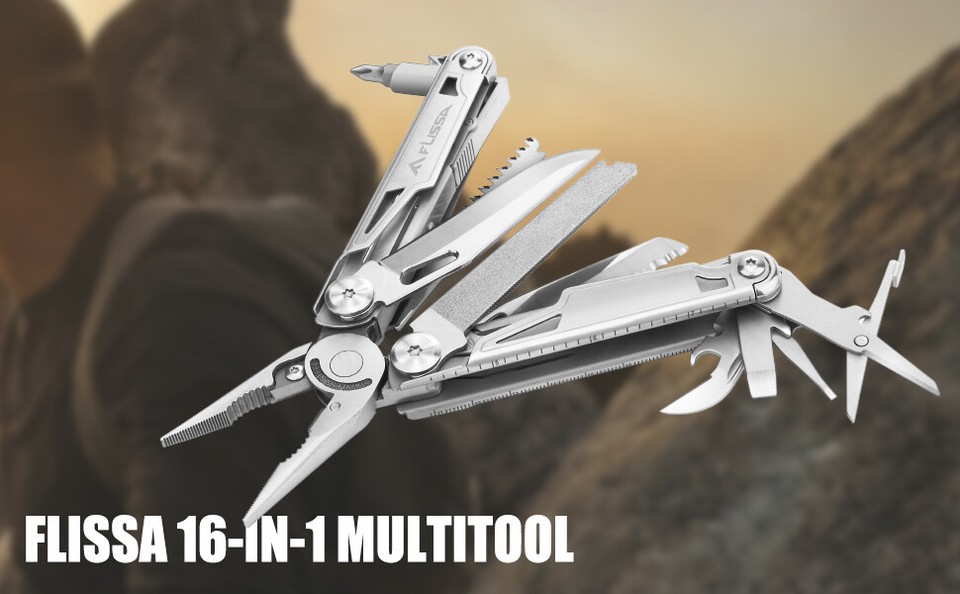 FLISSA 16-in-1 Multitool Pliers Folding Pocket Tool with Sheath ...