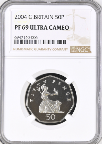 2004 50p Fifty Pence Proof NGC PF69 Great Britain Britannia None Finer ...
