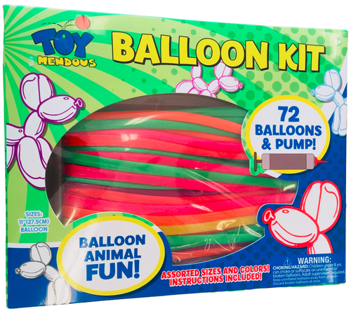 Toy Mendous Balloon Kit 72 Balloons W Pump Assorted Sizes Colors ...