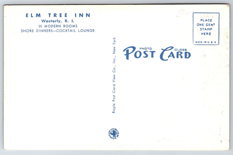 Westerly Rhode Island~Elm Tree Inn & Main Street~1950s B&W Postcard | eBay