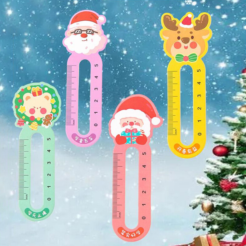 50Pcs/pack Cartoon Christmas Bookmark Cute Santa Claus Snowman Ruler ...