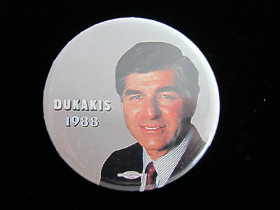 1988 Mike Dukakis for President 1 3/4" Pinback Button Gray Background ...