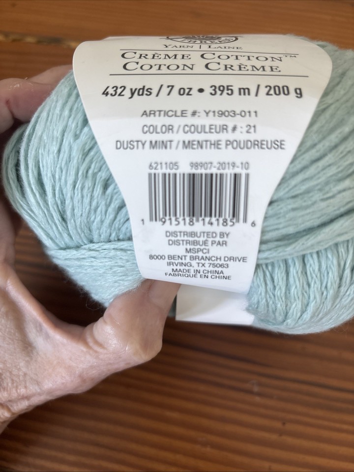 1 Loops & Threads Yarn Creme Cotton - Cream #21 Dusty Mint 200g | eBay
