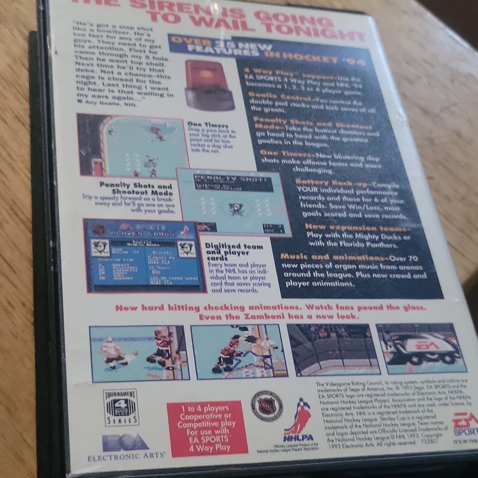 SEGA Genesis EA SPORTS NHL '94 Limited Edition Multiplayer Hockey Video ...