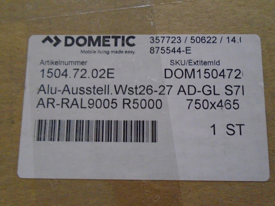 DOMETIC S7P 750MM X 465MM TOP HUNG WINDOW TINTED 29 3/8" x 18 1/4" RV ...