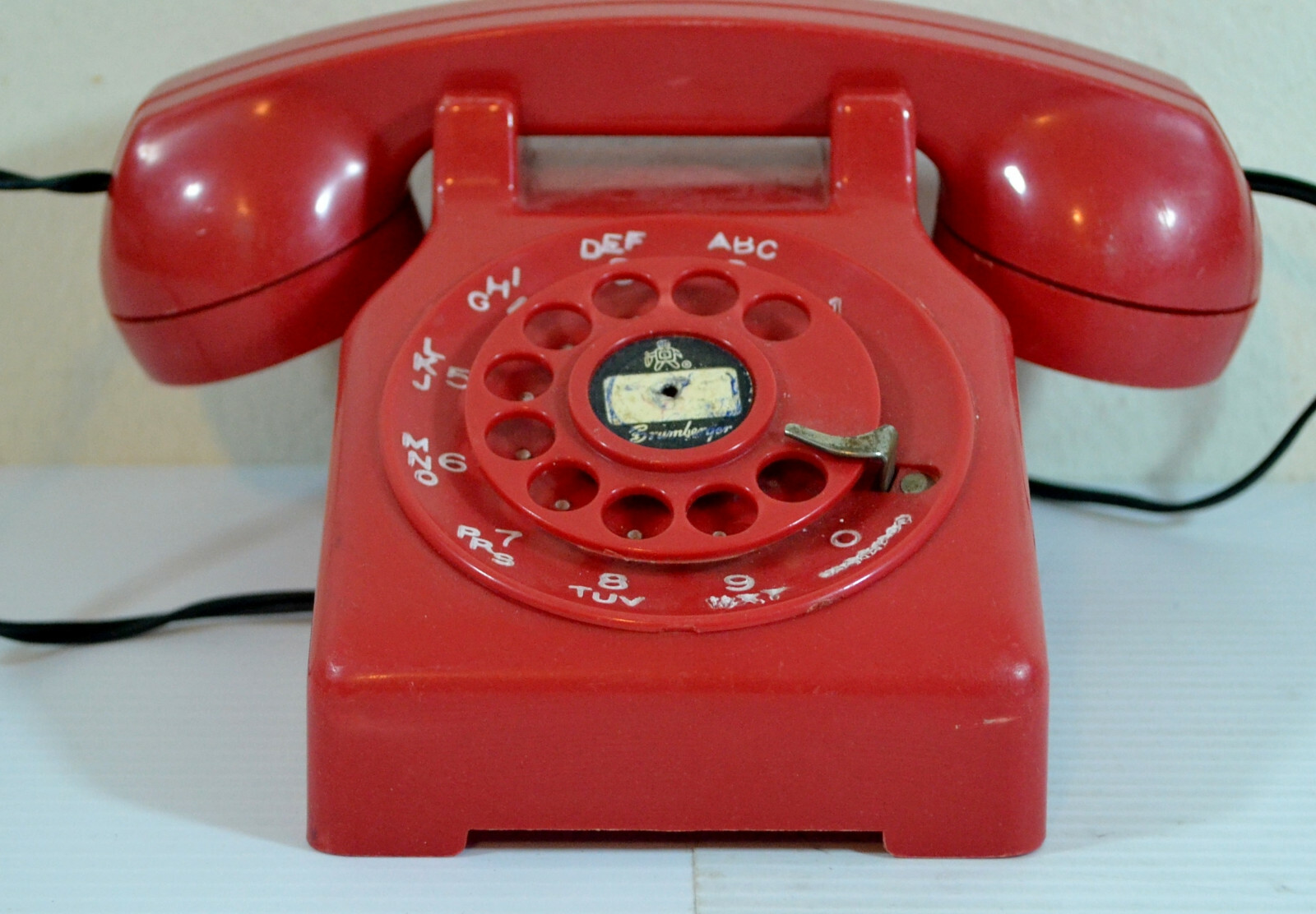 Lot of 2 Vintage Brumberger Toy Dial Telephone Red For Parts or Repair ...
