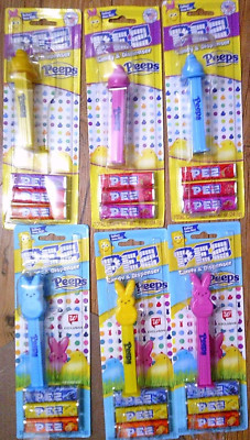 NEW 6 count PEEPS PEZ dispensers & candy bunnies & chicks blue pink ...