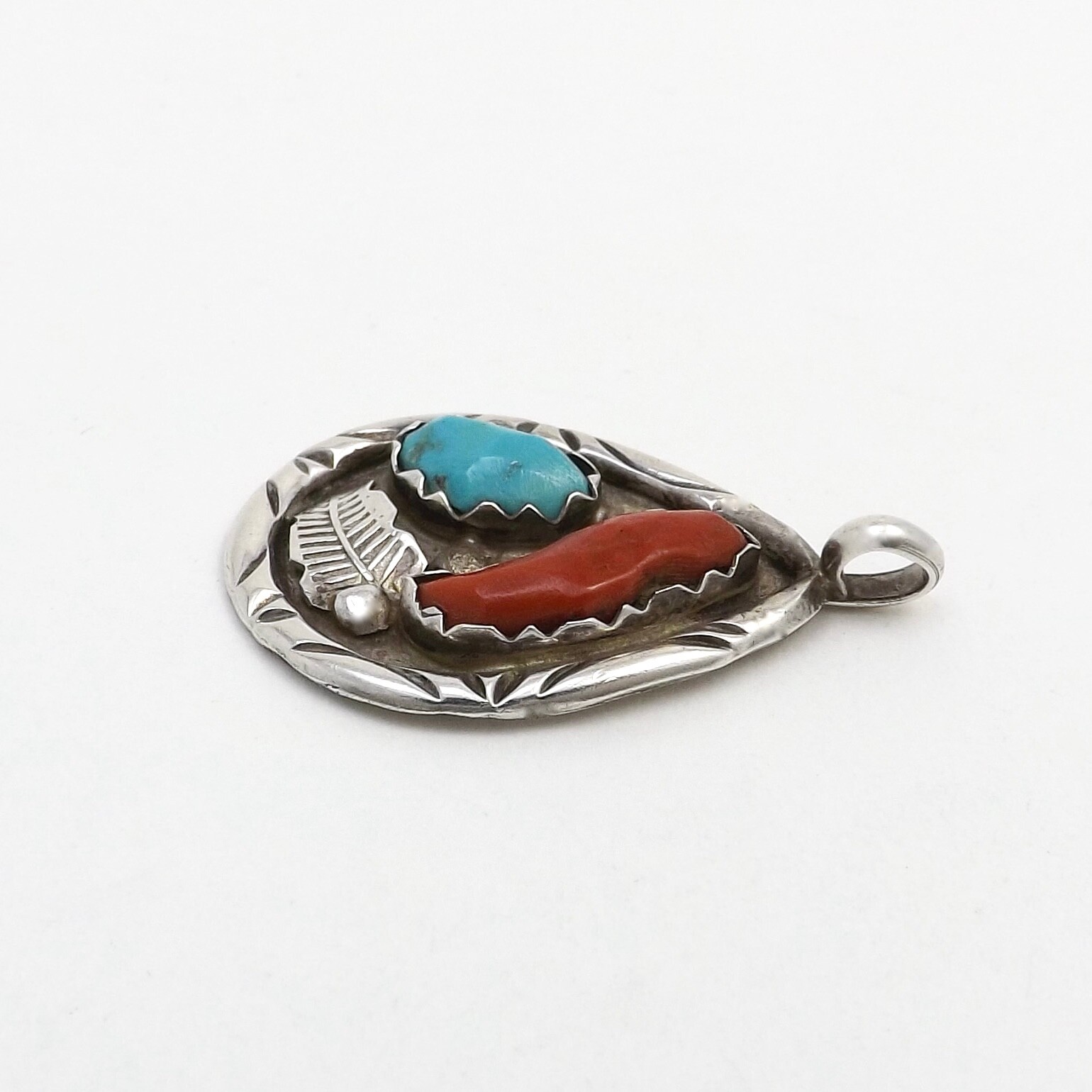 Sterling Silver Vance Cheama Native American Turquoise Coral Charm ...