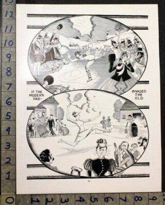 1928 FITZGERALD CARTOON SPORT WOMEN TENNIS SKATING MODERN WORLD VERSUS ...