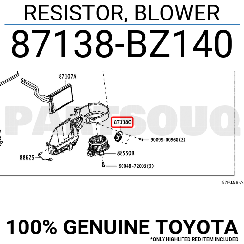 87138BZ140 Genuine Toyota RESISTOR, BLOWER 87138-BZ140 | eBay
