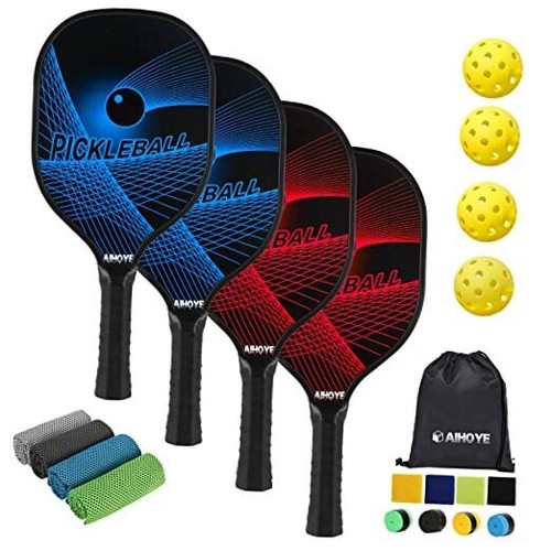 Pickleball Paddles, Wood Pickleball Paddles Set of 4, Pickleball ...