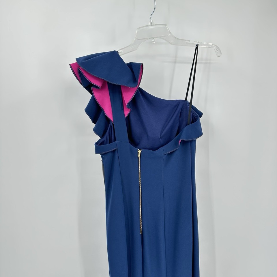 NEW XSCAPE one shoulder dress gown maxi formal ruffle evening party ...