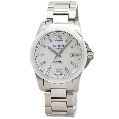 LONGINES Conquest White Ceramic Watches L3.657.4 Stainless Steel ...