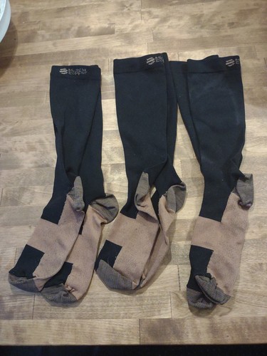 (QTY 3 pairs) S/M Miracle Copper COMPRESSION SOCKS Black/ Gold | eBay