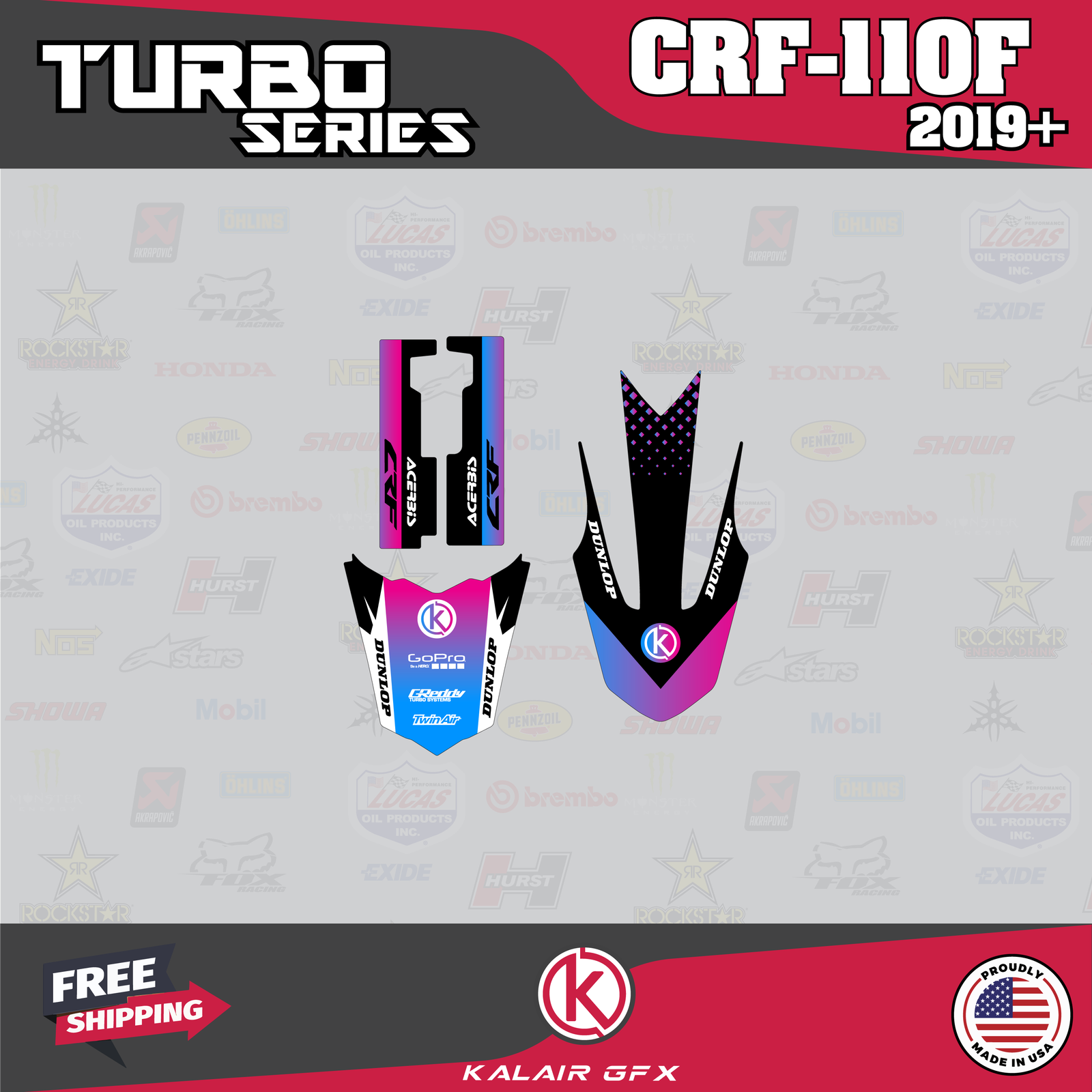 Graphics Kit for HONDA CRF110F CRF110 (2019-2024) Turbo-Fade | eBay