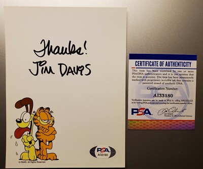 JIM DAVIS AUTO Signed Autographed 4.5 x 6 Card Garfield Cartoonist PSA ...