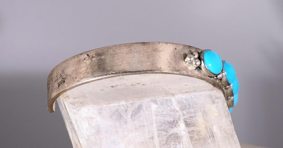 Patrick Yazzie Signed Sterling Silver Turquoise Cuff Bracelet | eBay