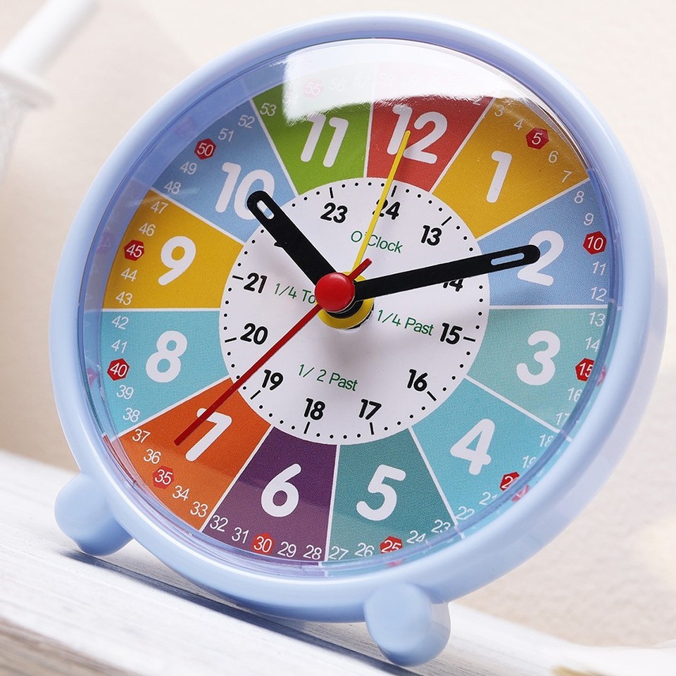 Colorful Silent Learning Clock for Kids Easy Teaching of Time and Hours ...