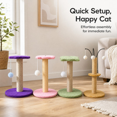 Indoor Cat Tower with Scratching Post and Hanging Toy, For Home ...