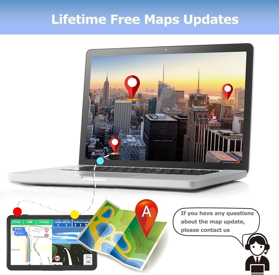 Garmin Car Truck GPS Navigation 7 Inch Touch Screen 2023 Maps Spoken ...