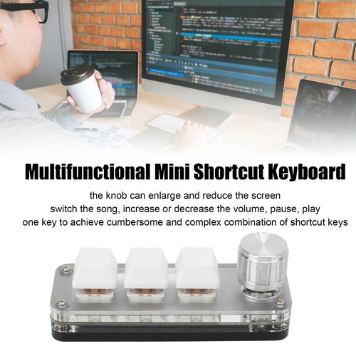 Mini 3 Key Keypad Mechanical White Gaming Keyboard Programmable One ...