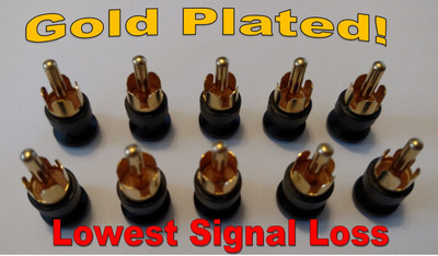 GOLD! - 10 RCA SHIELDED SHORTING CAPS PLUGS RF/EMI & NOISE CANCELING ...