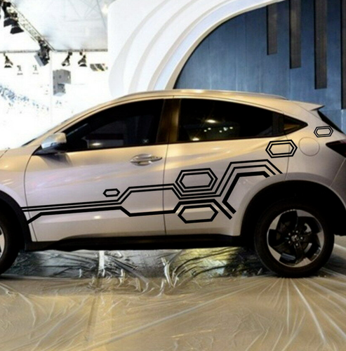 Car Door Decal Racing Squares Outline 102'' for VEZEL Vinyl Side ...