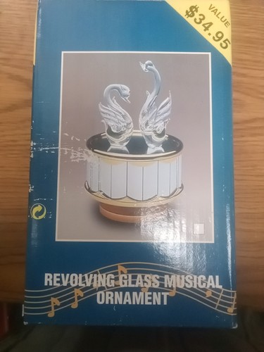 Rotating Music Box Mirrored Dolphin Figurines Works Revolving Glass ...