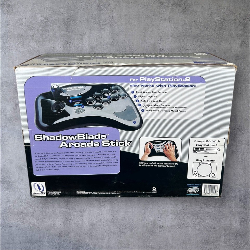 RARE InterAct Shadow Blade Arcade Stick Controller Sony PlayStation 2 ...